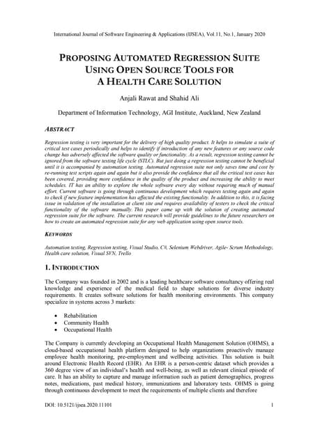 Proposing Automated Regression Suite Using Open Source Tools For A