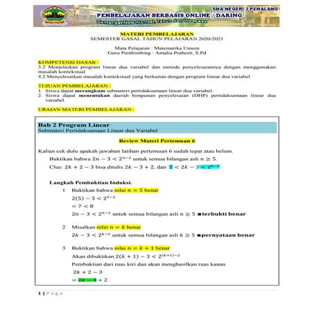 Pertemuan 1 bab 2 program linear | PDF