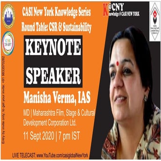 Manisha Verma, IAS at CASI New York Knowledge Series | PDF