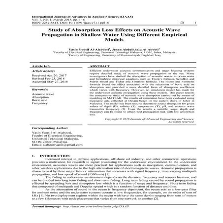 Study of Absorption Loss Effects on Acoustic Wave Propagation in ...
