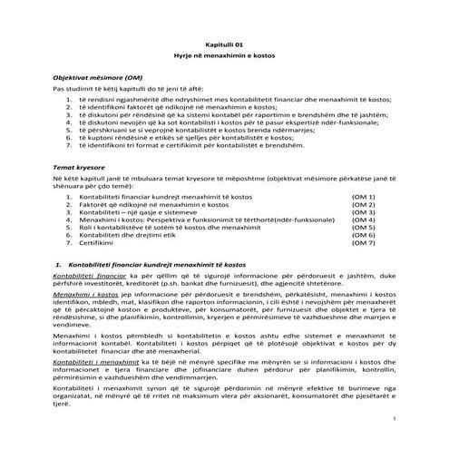 01 hyrje në menaxhimin e kostos doc | PDF