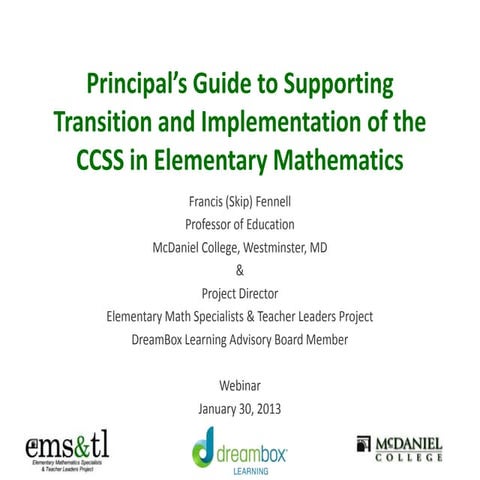 Principal’s Guide to Supporting Transition and Implementation of the ...