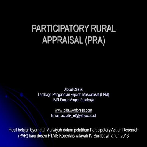 MENGENAL METODE DAN TEHNIK (RRA) & (PRA) SEBAGAI PENDEKATAN ...