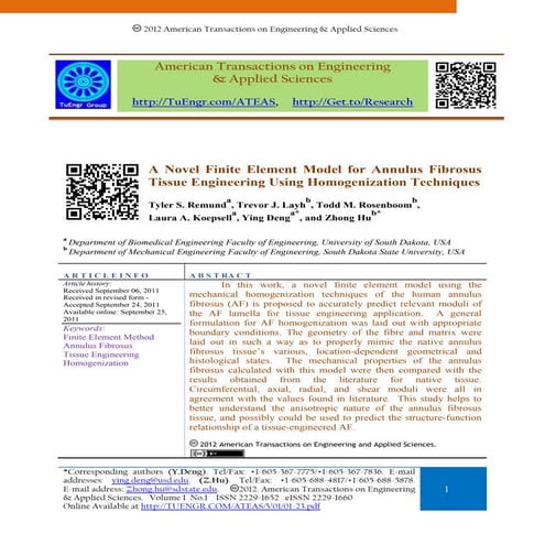 Continuum Biomechanics of Soft Tissue | PPTX