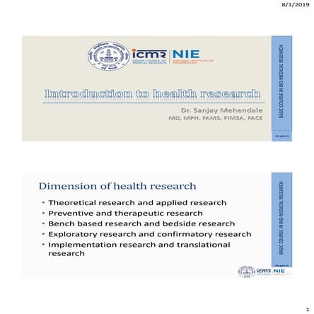 01. Introduction to health research medicine | PDF