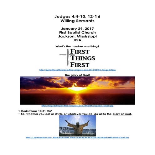 01-29-17, Judges 4;4-10, 12-16, Willing Servants | PDF | Christianity ...