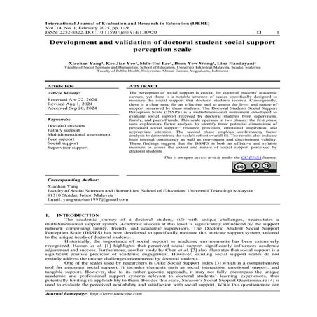 Development and validation of doctoral student social support ...