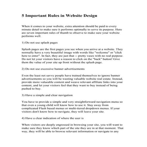 5 important rules in website design | PDF