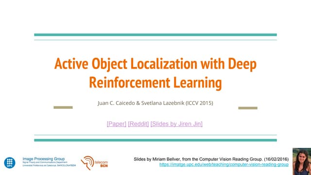 Active Object Localization With Deep Reinforcement Learning Ppt