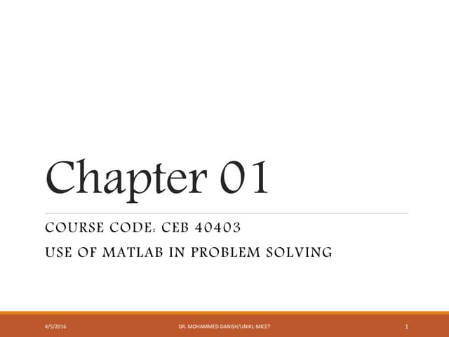 01 Chapter MATLAB introduction | PPT 01 Chapter MATLAB introduction | PPT