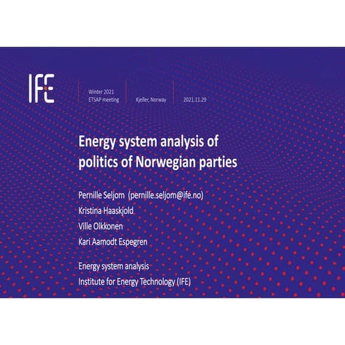 Energy system analysis of politics of Norwegian parties | PDF