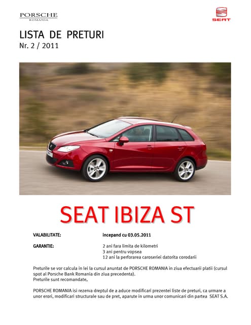 Lista preturi Seat Alhambra | PDF