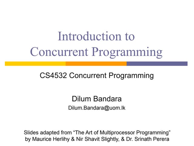 Introduction To Concurrent Programming Ppt