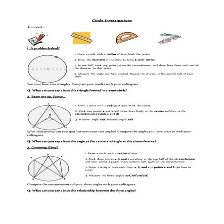 01 investigating properties of circles | DOCX | Physics | Science