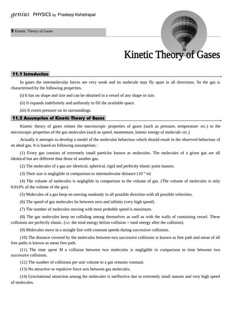 Kinetic theory of gases | PPT | Chemistry | Science