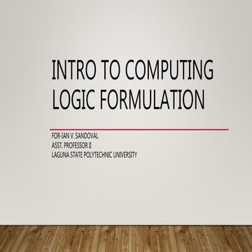 Introduction To Computing Logic Formulation Ppt 0707