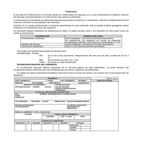 01 pedimento | DOC | Desktop Publishing | Computer Software and Applications