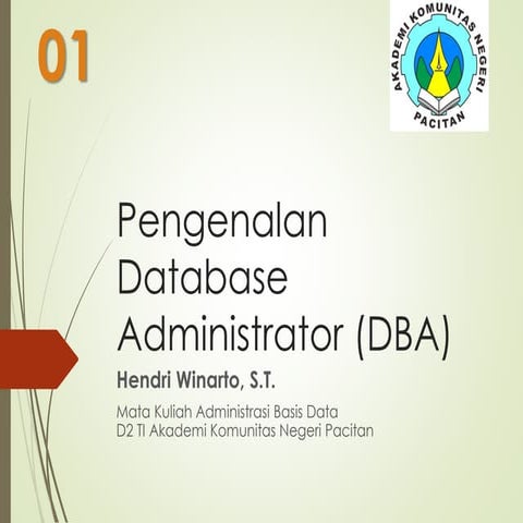 01 Pengenalan Database Administrator (DBA) | PDF
