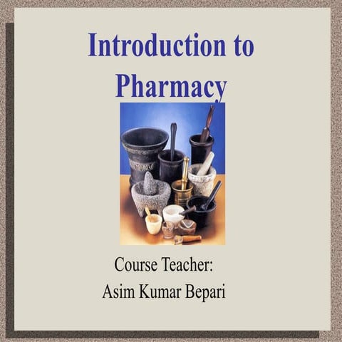 01 Phr 110 Intro To Pharmacy | PPT