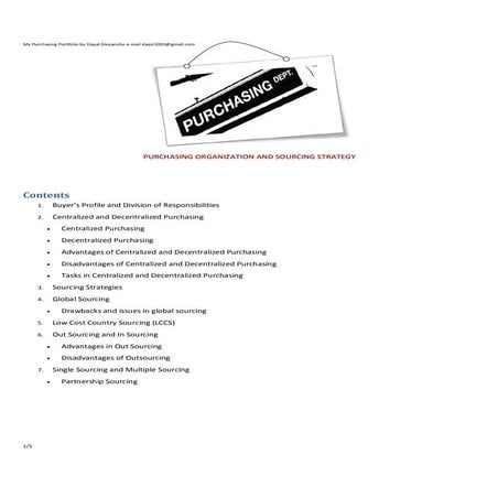 Purchasing Organization and Sourcing Strategy. | PDF