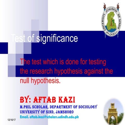 Test of significance | PPT