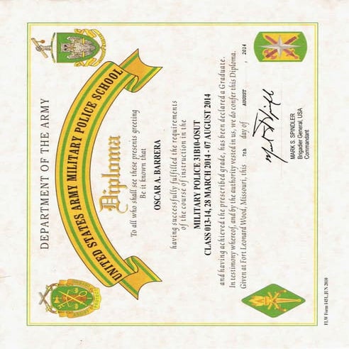 U.S. Army Military Police Diploma | PDF