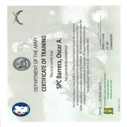 U.S. Army Combat Life Saver Certification | PDF