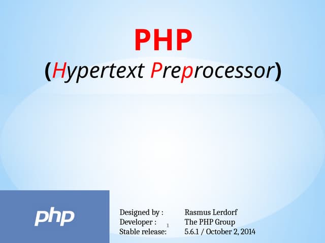 Introduction to PHP (Hypertext Preprocessor).pptx Introduction to PHP (Hypertext Preprocessor).pptx