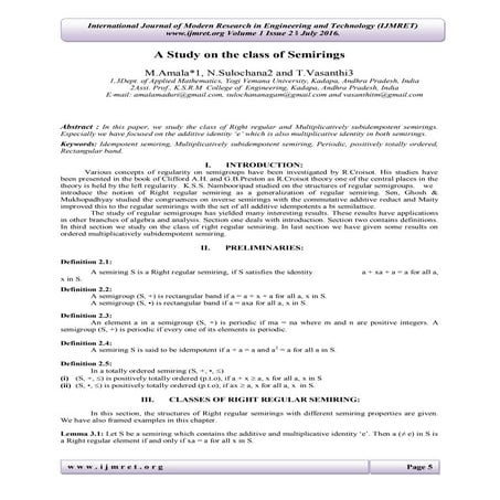 A Study on the class of Semirings | PDF