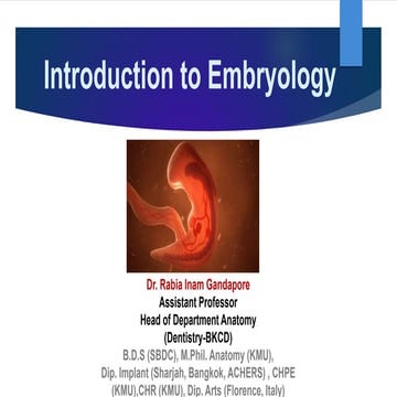 01 02 Introduction to Embryology and Gametogenesis by Dr. Rabia I ...