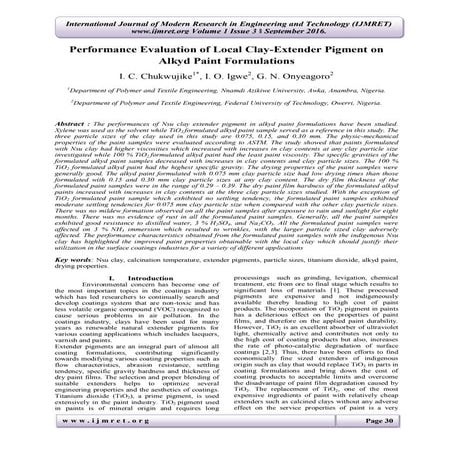 Performance Evaluation of Local Clay-Extender Pigment on Alkyd Paint ...