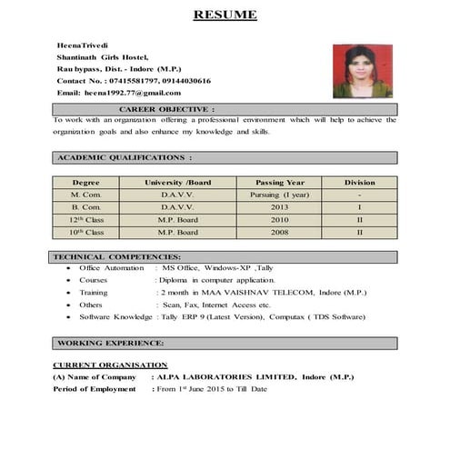 Resume heena (1) | PDF