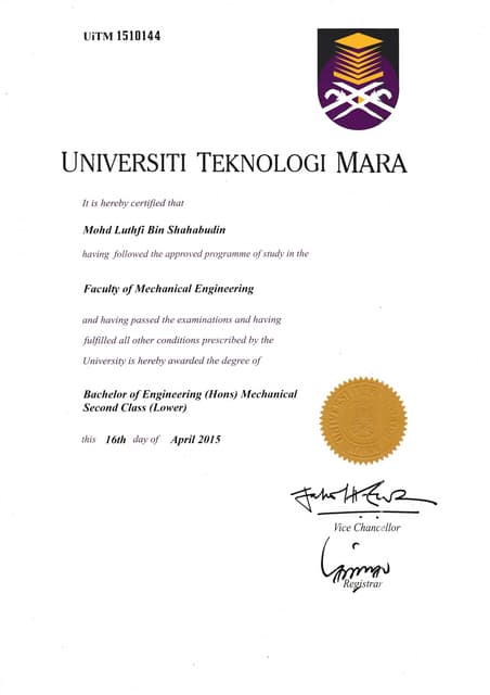 UiTM CERTIFICATE 1 | PDF