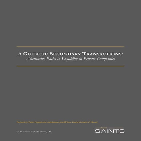A Guide to Secondary Transactions | PDF