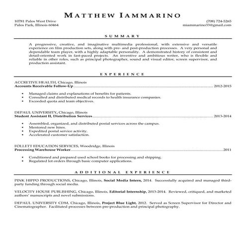 2015 Resume_IAMMARINO | PDF