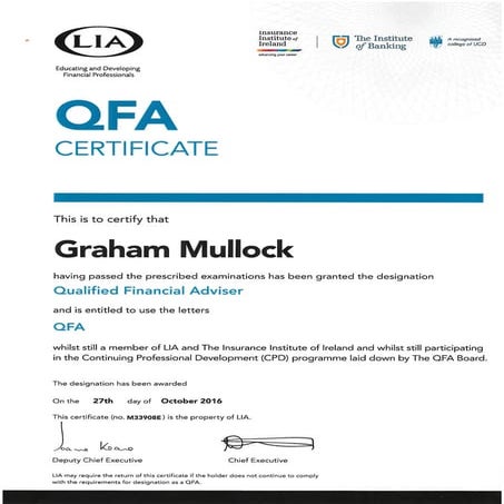 QFA Certificate | PDF
