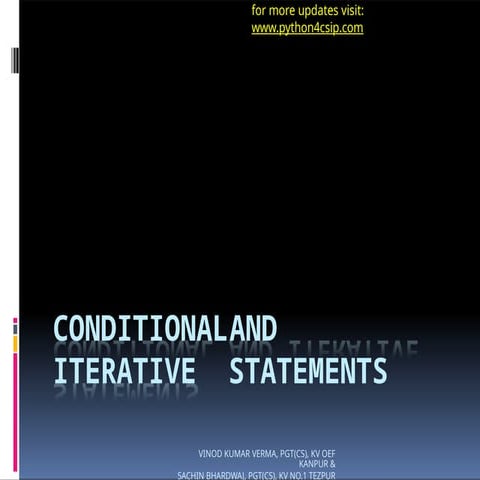 010 Class 11 Computer Science Condition usinf IF | PPTX