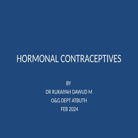 HORMONAL CONTRACEPTION gynaecology and obstetrics | PPTX