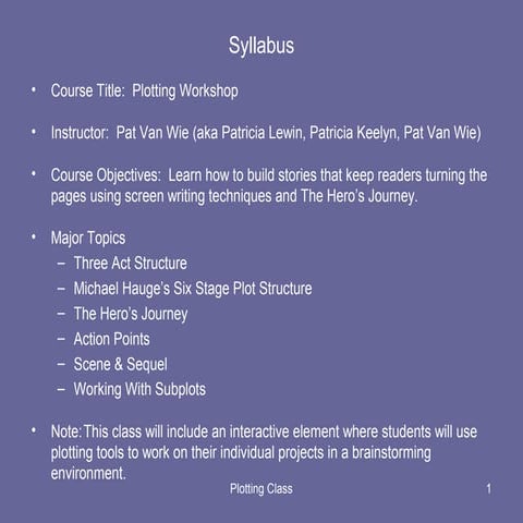 Plotting Syllabus | PPT