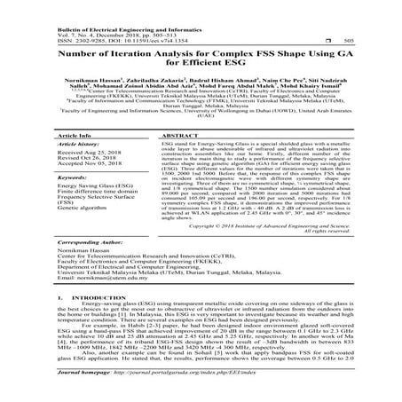 Number Of Iteration Analysis For Complex Fss Shape Using Ga For Efficient Esg Pdf