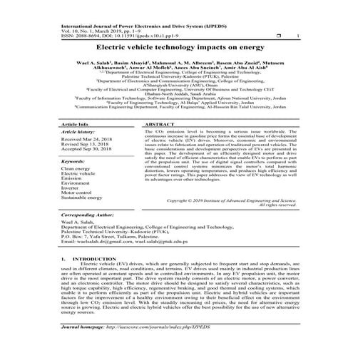 Electric vehicle technology impacts on energy | PDF