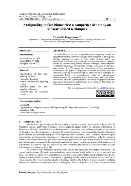 A Case Study On Face Spoof Detection Pdf