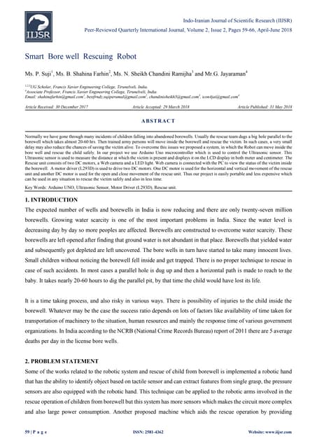 Design and Development of Child Rescue Mechanism from Open Bore Well | PDF