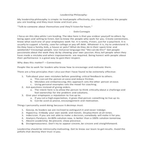My Leadership Philosophy | PDF