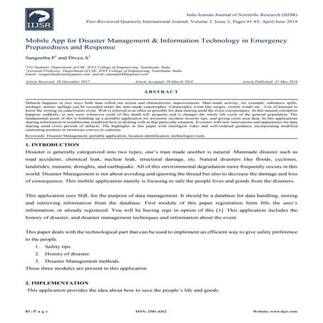 Mobile App for Disaster Management & Information Technology in ...
