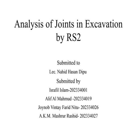 Analysis Of Joints In Excavation by RocScience RS2 | PPT