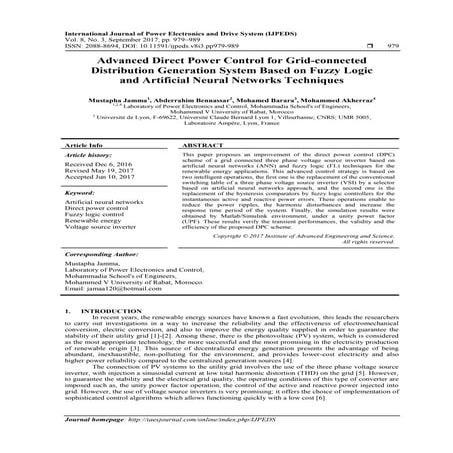 Advanced Direct Power Control For Grid Connected Distribution