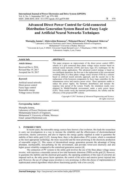 Advanced Direct Power Control For Grid Connected Distribution