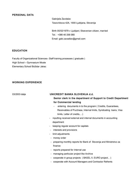 Sanja CV English | PDF