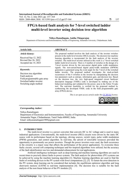 Fpga Based Fault Analysis For 7 Level Switched Ladder Multi Level